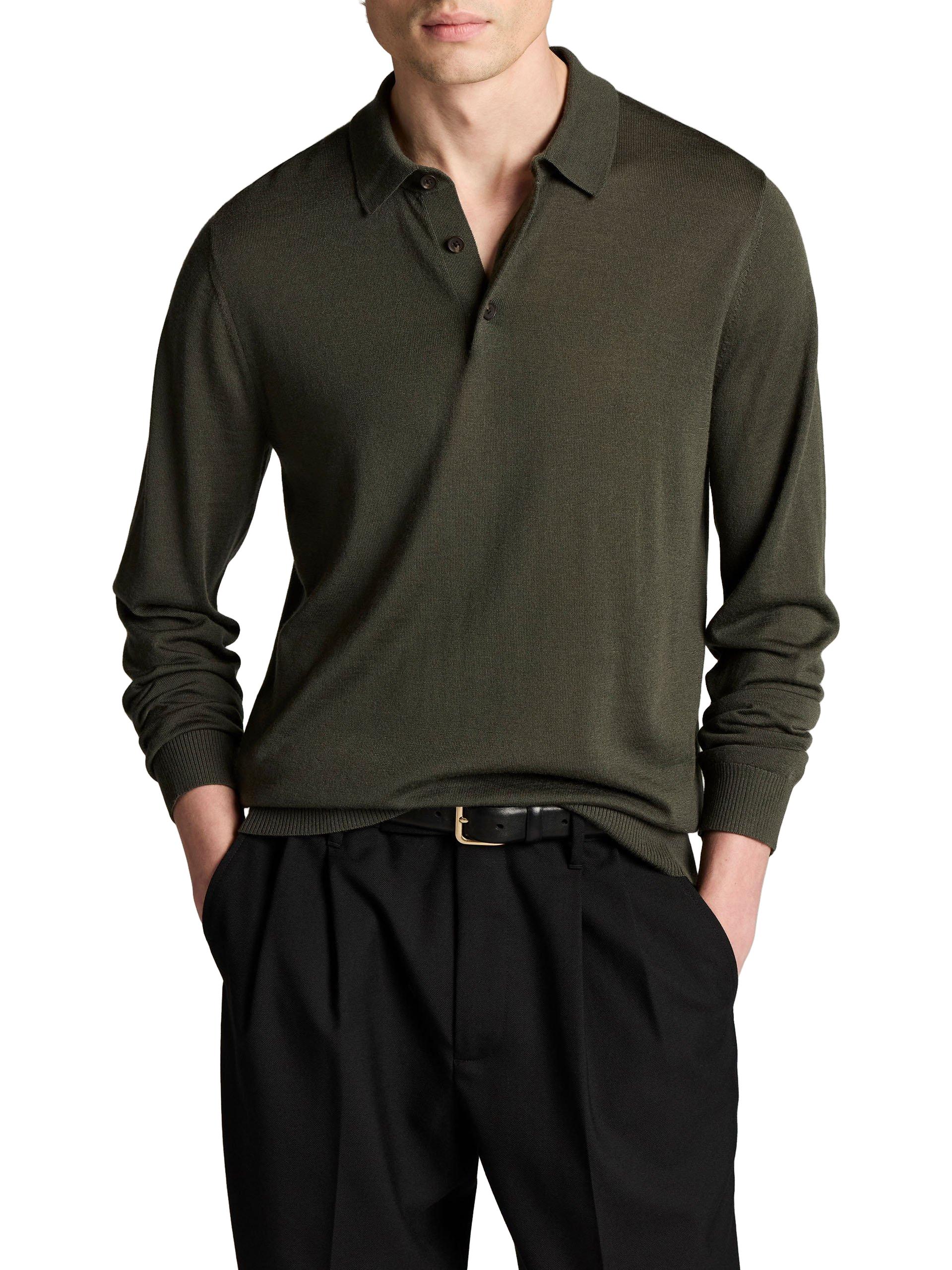 VINCE Burgundy Wool Polo Sweater